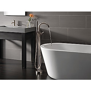 Delta Faucet Trinsic Floor-Mount Freestanding Tub Filler with Hand Held Shower, Stainless T4759-SSFL (Valve Not Included)