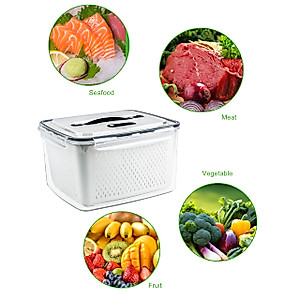 5 PCS Fruit Storage Containers for Fridge - Fruit Containers for Refrigerator with Removable Colander - Airtight Food Storage Container Keep Produce Vegetables Berry Fresh Longer