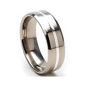 Titanium Ring, Sterling Silver, Comfort Fit, Titanium Wedding Band