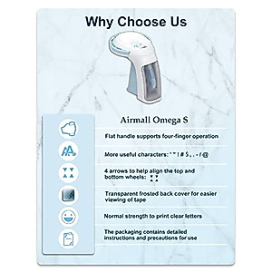 Airmall Omega S Embossing Label Maker Machine with Tapes, OmegaS 3D Embosser Handheld Label Machine, Portable Lettering Embossed Labeler with 6 Rolls Emboss Tapes for Home DIY Crafting