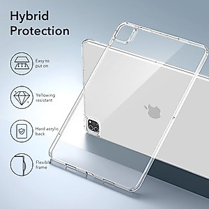 ESR for iPad Pro 12.9 Case, 12.9 inch iPad Pro case (2022/2021, 6th/5th Generation), Thin and Lightweight, Yellowing Resistant, Hard Back, Supports Pencil 2, Classic Series, Clear