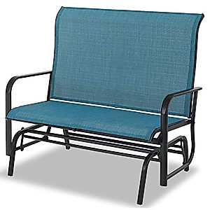 Sophia & William Patio Glider Rocking Chair for 2 Person, Outdoor Swing Love Seat Rocker Chair Bench of Sling Fabric and Power Coating Metal Frame for Porch, Balcony, Backyard