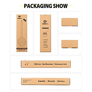 Kitchen Ladle Strainer Set of 2 Large Slotted Spoon with High Heat Resistant BPA Free Non Stick Cooking Skimmers For Draining & Frying (Grey and Teal Blue)