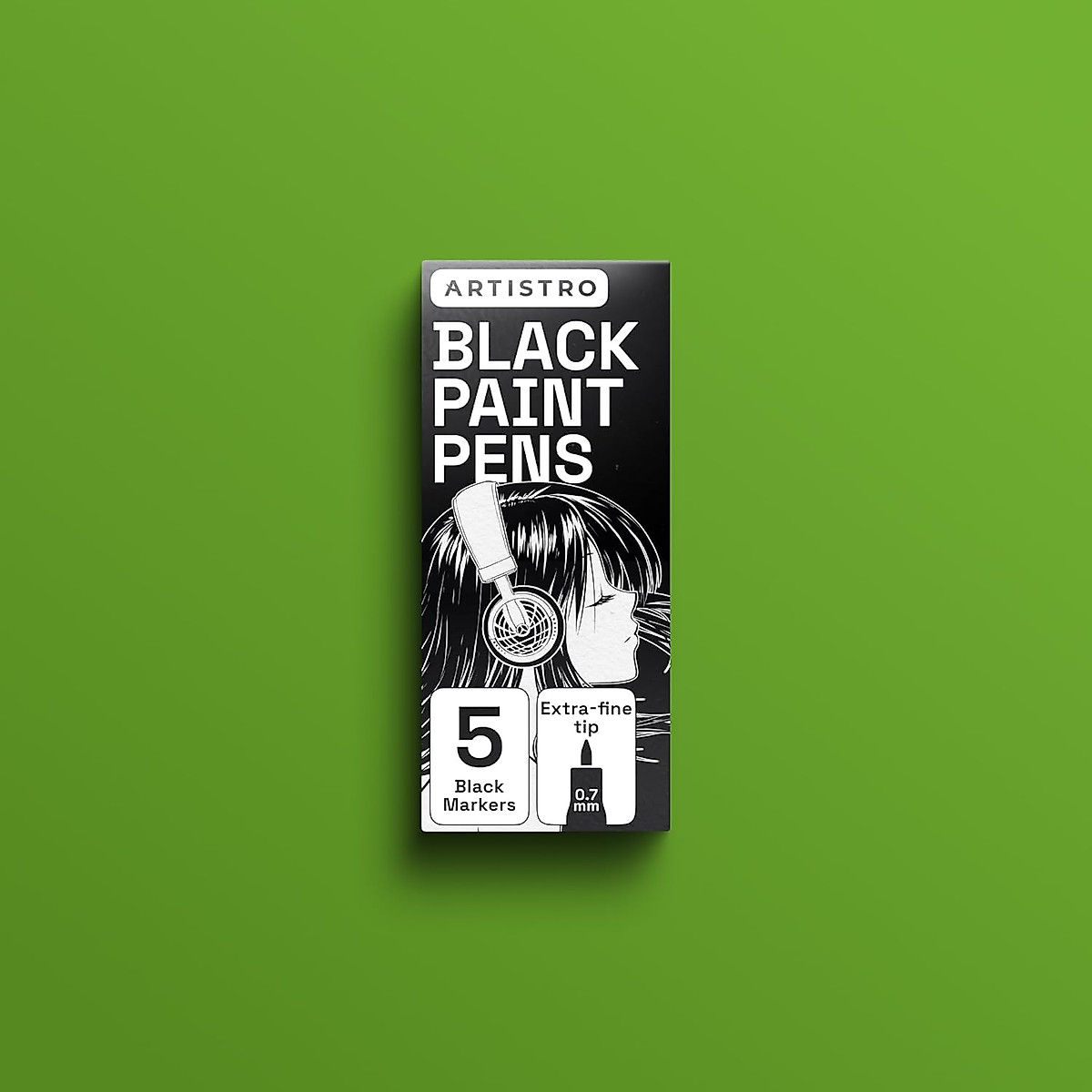 ARTISTRO Black Paint Pens for Rock Painting, Stone, Ceramic, Glass, Wood, Tire, Fabric, Metal, Canvas. Set of 5 Water Based Black Markers for Acrylic Painting Extra Fine Point Tip