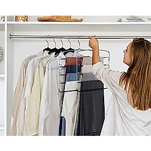 devesanter Pants Hangers Space Save Non-Slip Trousers Hangers Stainless Steel Clothes Hangers Closet Space Saving for Pants Jeans Scarf Hanging Black (3 Pack)