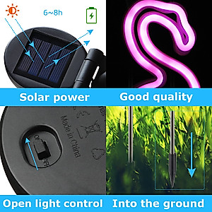 AHNNER Solar Garden Lights, Outdoor Lights Flamingo Neon Lights, Waterproof Outdoor Lights for Garden Patio Yard Pathway Decoration (1PACK)