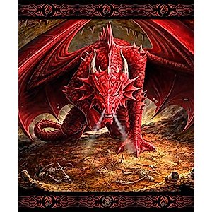 Anne Stokes Dragons Lair Queen Size Raschel Plush Dragon Throw Blanket, Measures 79 by 94 inches