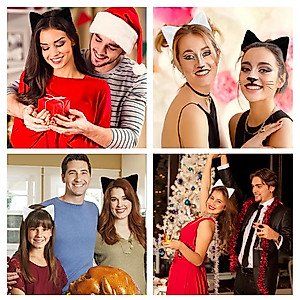 anpiwshjo Fox Cat Wolf Rat Ears Headband, Halloween Furry Headband, Animal Ears Headband, Halloween Christmas Cat Costumes Cosplay Party for Women Men Adult (Black)