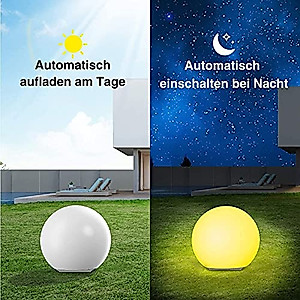 dpcm Outdoor Solar Powered Glowing Ball Light,IP67 Waterproof LED Colour Changing with Remote Control,Solar Globe Light with Stake for Garden, Patio, Home Decor (20cm)