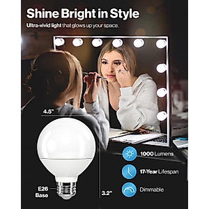 Sunco 12 Pack Vanity Globe Light Bulbs G25 LED for Bathroom Mirror, High Output 1000 LM, 100W Equivalent 11W, 5000K Daylight, Dimmable, E26 Base, Round Frosted Decorative Bulb