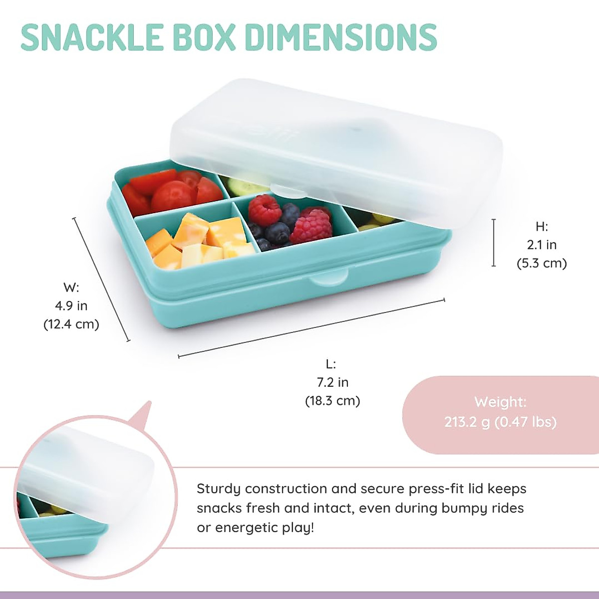 melii Mini Snackle Box – 6 Compartments, Divided Snack Container, Food Storage for Kids and Adults, Removable Dividers, Arts & Crafts, Beads, BPA-Free, Blue