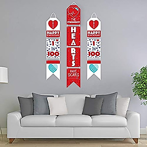 Big Dot of Happiness Happy Heartiversary - Hanging Vertical Paper Door Banners - CHD Awareness Wall Decoration Kit - Indoor Door Decor