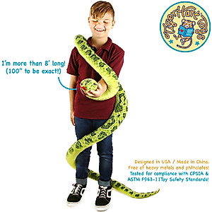 TigerHart Gustavo The Green Anaconda - 100 Inch Stuffed Animal Plush