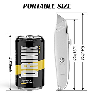 DIYSELF 1 Pack Box Cutter Retractable with 10 Blades and 50 Pack Utility Knife Blades