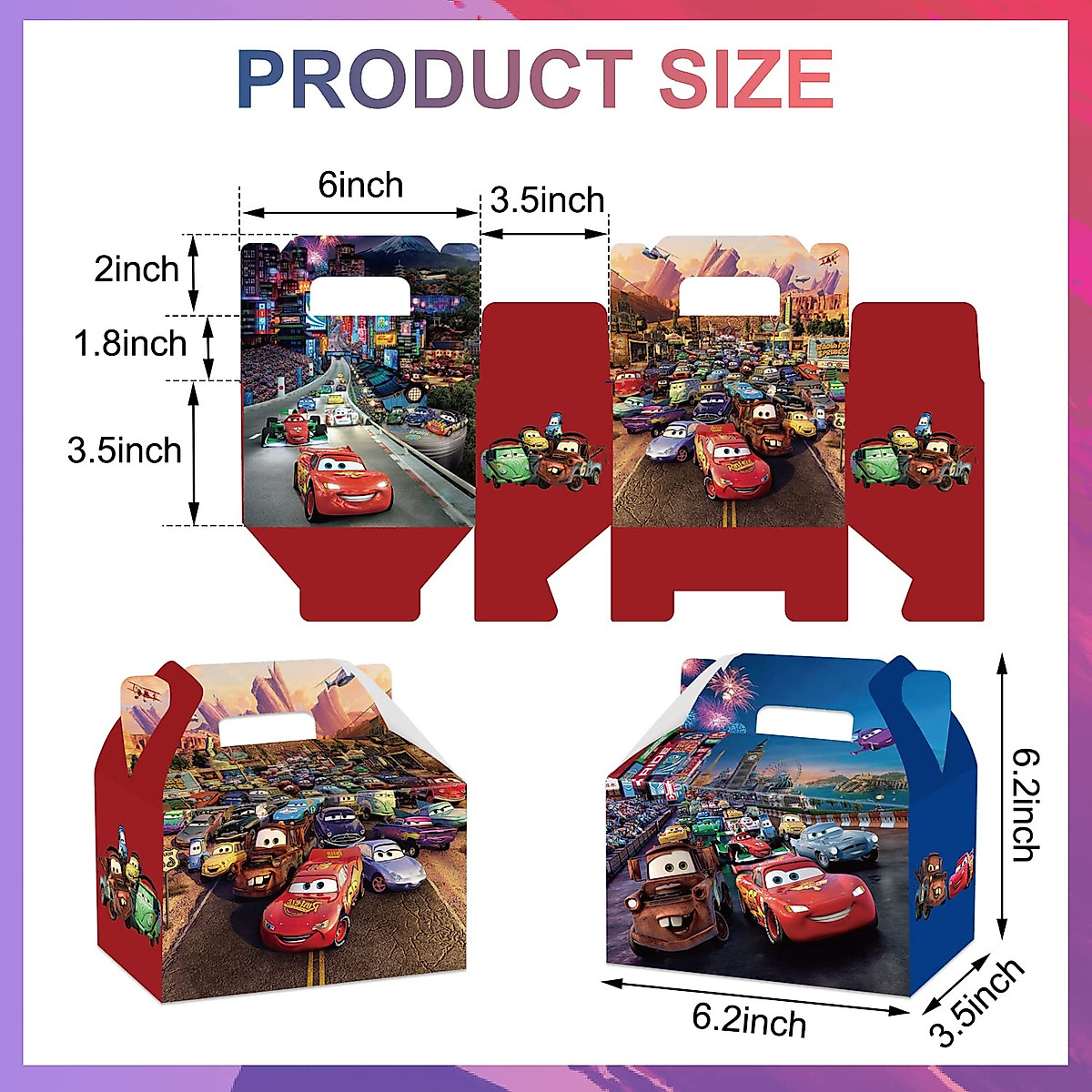 MSJEHQI 16Pcs Cars Party Gift Boxes, Cars favors Boxes Party bag for Kids Themed Party Supplies Favor Snack for Kids Adults