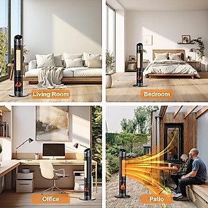 Landeagle Space Heater, Portable Heater with Thermostat, 1500W Electric Heater with Remote Control, 80°Oscillation, 24H Timer, Room heater with Tip-over & Overheat Protection for Indoor Use(Grey)