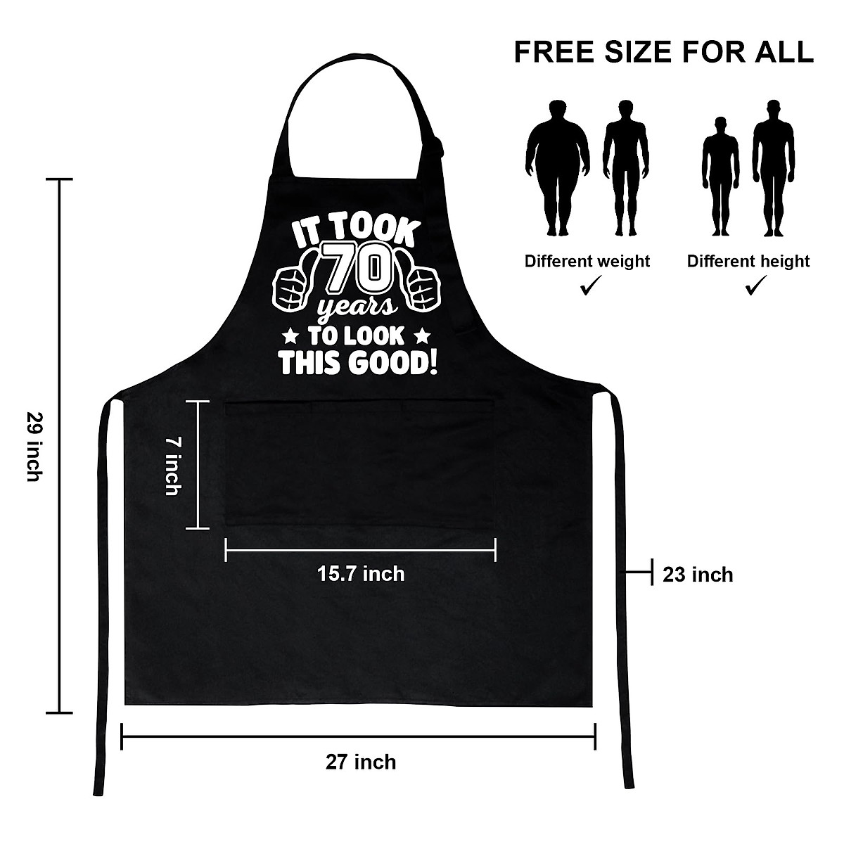 70th Birthday Gifts for Men Women, 1954 Happy 70th Birthday Gift Ideas, 70th Chef Aprons for Men with 3 Pockets, Funny Cooking Aprons for 70 Years Old Men, Women, Husband, Wife, Dad, Mom, Friends