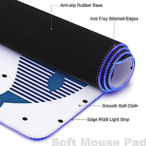 Cute Funny Animal Cartoon Polka Dot Art Large Mouse Pad Gaming Mouse Pad RGB Laptop USB Illuminated LED Home Office Accessories Desk Pad