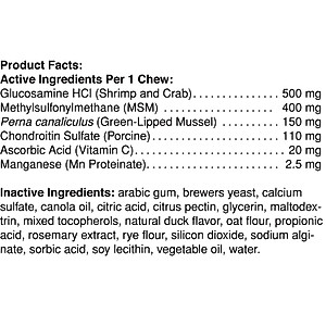Pet Naturals Hip and Joint Pro with Glucosamine, Chondroitin and MSM, Duck Flavor, 130 Chews - Vet Recommended Maximum Strength Hip and Joint Supplement for Dogs