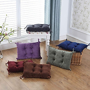 JINGXIN Crystal Velvet Fabric Chair Pad Rectangle Stool Cushion Students Seat Pad,with Ties - 11.8 x 17.7 inch,Pine Green