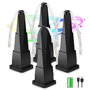 JEMULICE Table Food Fans, 2000mah Portable USB Food Spinner Retractable Food Fan with Holographic Blades for Picnic, Kitchen, Party, Outdoor Dinner, BBQ, Indoor(4 Pack)