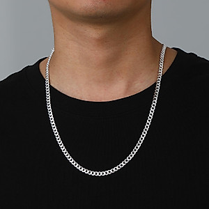 ChicSilver Cuban Link Chain for Men Cuban Chain 925 Sterling Silver Choker Necklace for Women Thin Curb Chain 3mm 14 inch Short Choker
