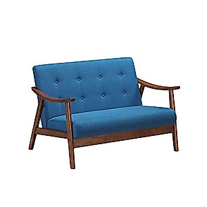 Christopher Knight Home Buda Mid-Century Modern Settee, Navy Blue, Brown