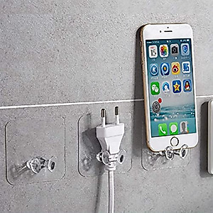 YCYBAB2J Double Sided Adhesive Hooks|20 Pack Double Sided Wall Hook+4 Pack Wall Hanger Holder|13.2lb(Max) | Wall Hooks for Hanging, Self Adhesive Hooks for Bathroom Kitchen Office Hanging