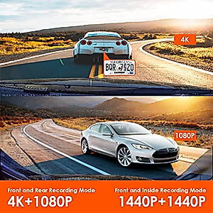 Vantrue N4 3 Channel 4K Dash Cam, 4K+1080P Front and Rear, 1440P+1440P Front and Inside, 1440P+1440P+1080P Three Way Triple Car Camera, IR Night Vision, 24hr Parking Mode, Capacitor, Support 256GB Max