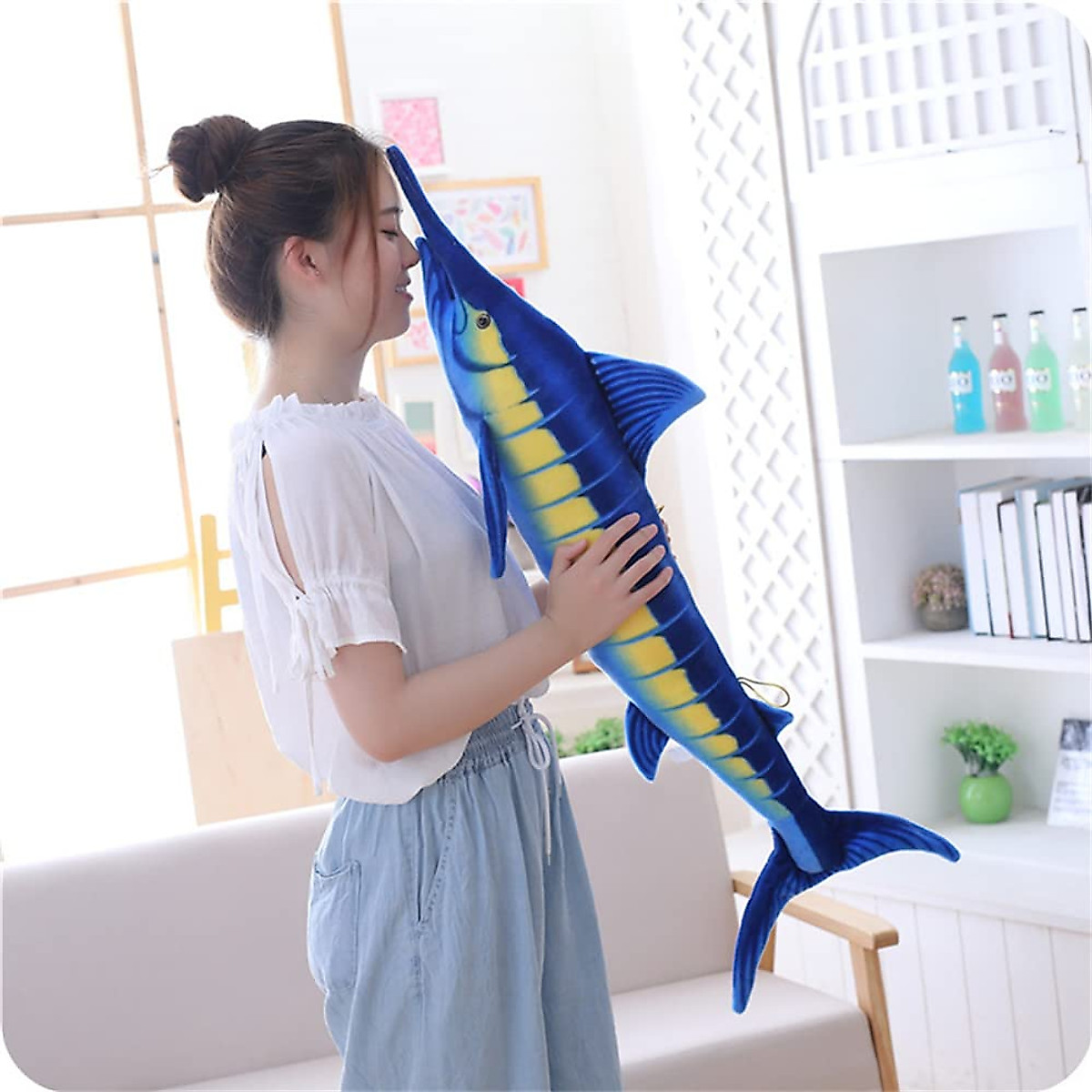 pangcangshu Big Size Simulation Fish Toys Stuffed Soft Plush Blue Marlin Makaira Mazara Pillow Toys for Kids Girls Birthday Toys Easter, Thanksgiving, Christmas, New Year's Gifts(Blue, 60cm/23inch)