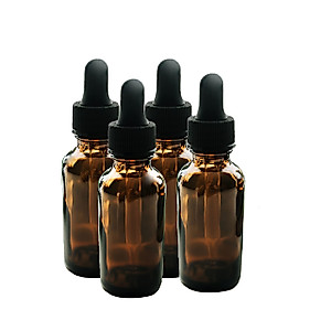 Glass dropper bottles 2 oz Amber Glass Dropper Bottles (60mL) Pack of 4 (includes both glass bottle and dropper)