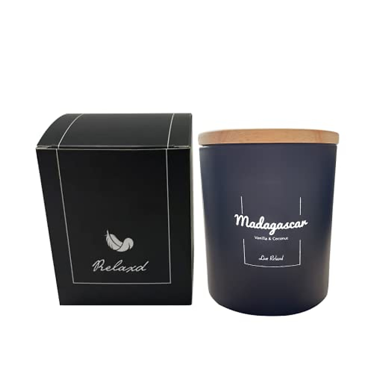 Relaxd Premium Vanilla & Coconut Scented Natural Soy Wax Candle (Madagascar), Large, Long Lasting Aromatherapy Essential Oil Candles