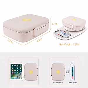 BRIGENIUS Bento Box for Adults, Lunch Box, BPA Free, Made from Degradable Cereal Fiber, Can Use Safety in Microwave, Dishwasher (Has Fork and Spoon)