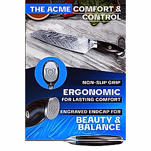 Dalstrong Kitchen Knife, Kiritsuke Chef Knife - 8.5 inch - Omega Series - American BD1N-VX Hyper Steel - Razor Sharp Knife - Acacia Wood Display Stand, Cooking Knife, Collection Set, Leather Sheath