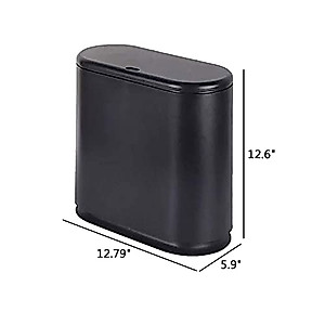 PRTTY 10 Liter Black Kitchen Trash Can,2.4 Gallon Bathroom Trash Cans with Press Type Lid,Rectangular Plastic Trash Can Garbage Bin Wastebasket for Living Room,Kitchen,Office,Craft Room.