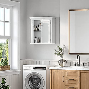 UTEX Bathroom Wall Cabinet,Bathroom Cabinet Wall Mounted with Doors and Ajustables Shelves, Wood Hanging Cabinet Over The Toilet,White