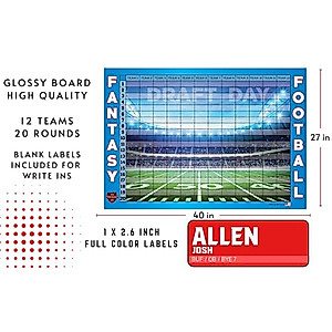 Fantasy Football Draft Board 2023-2024 - Color Rush Labels & Draft Board - Fantasy Football Draft Kit