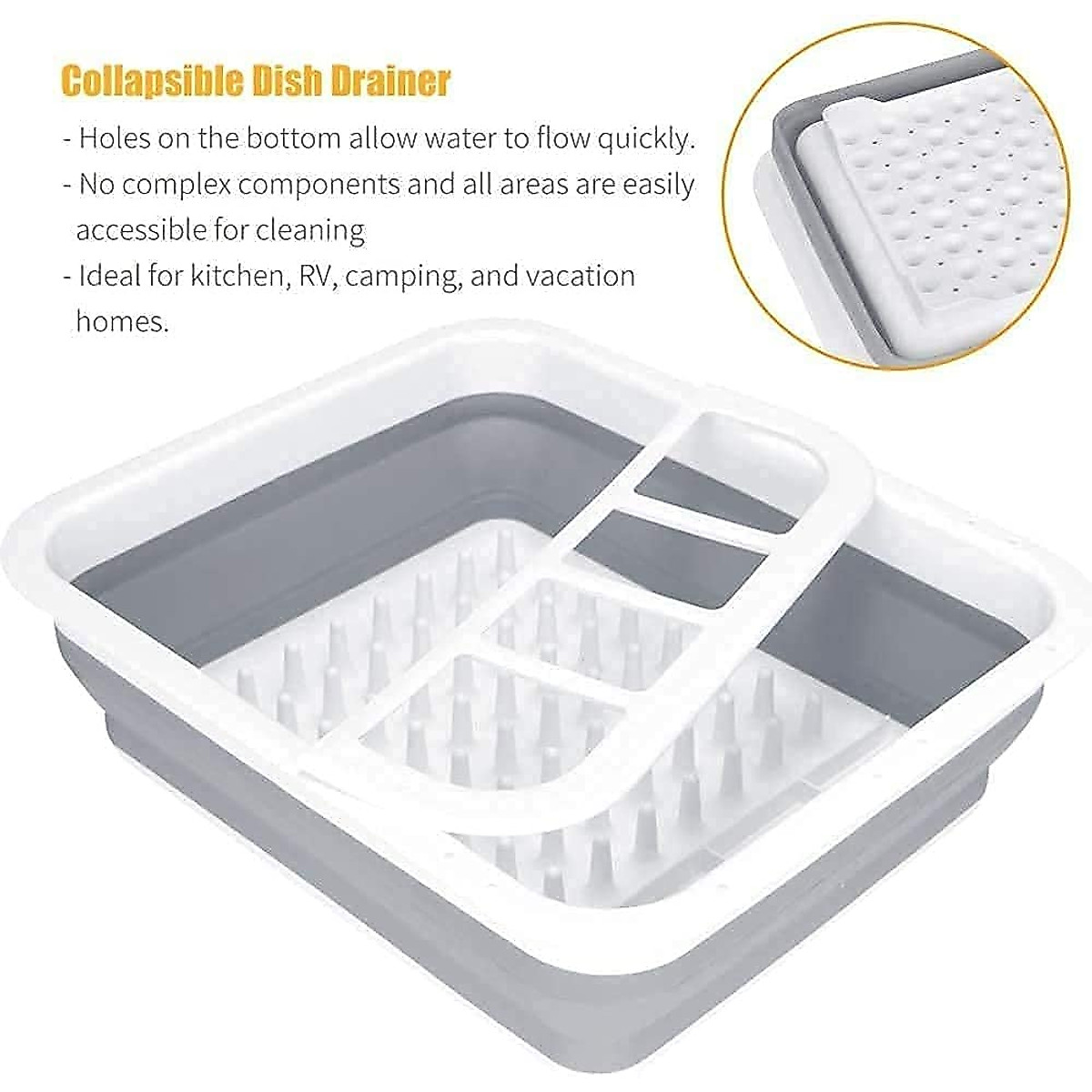 Plate Rack Dish Drainer Rack Collapsible Racks Space Saving Folding and Cutlery Drainer for Kitchen Easy Storage Bpa-Free Cutlery Pan Plate Holder