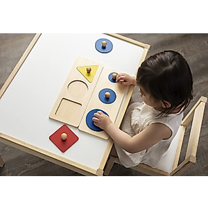 Montessori Multi Shape Wooden Puzzle Toy Baby Toddler First Jumbo Wood Peg Educational Basic Geometry, 2 pieces