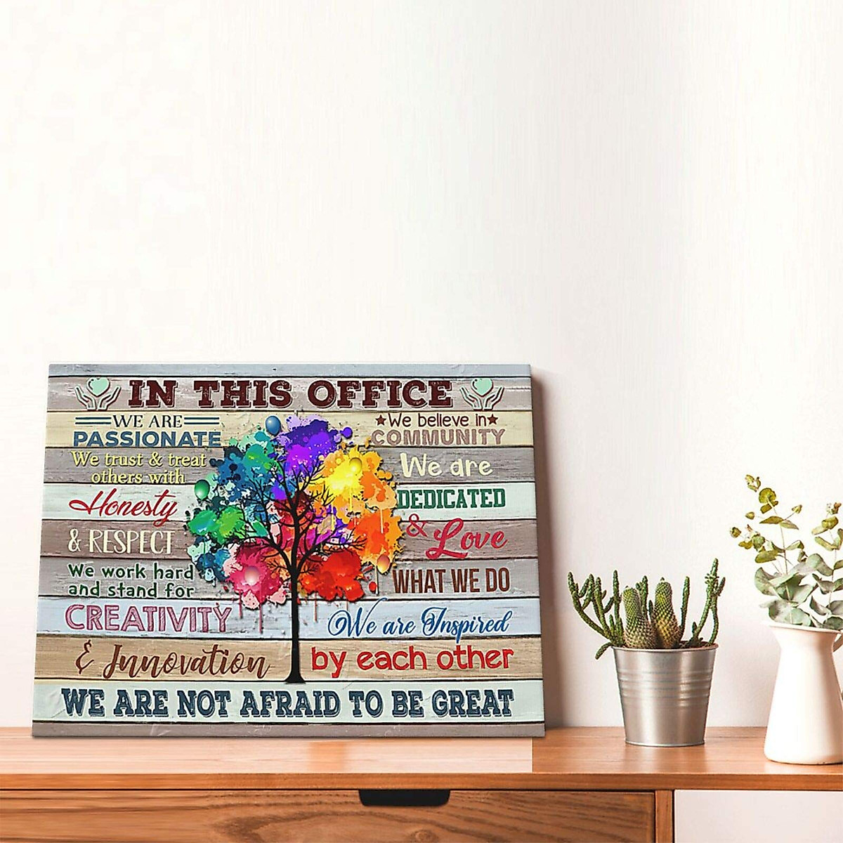 Inspirational Wall Art For Office, Canvas Prints Motivational Quotes Poster Artwork In This Office We Are A Team Modern Home Decorations Framed And Stretched Ready To Hang For Living Room