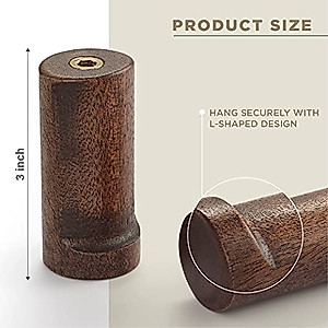 FANATU Wooden Coat Hook Wall Mounted (6 Packs) Hat Hooks, Single Coat Hat Rack Wall Mount, Wood Coat Hanger for Hanging Hat, Towel, Bag, Rope (Dark Grey, 3" Set 6)