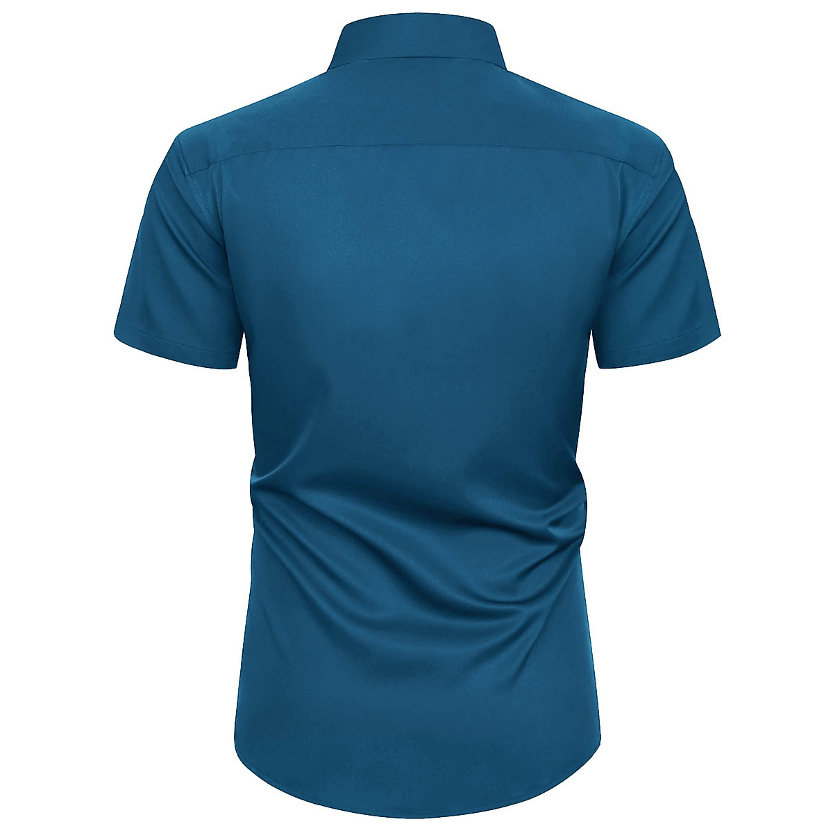 Alimens & Gentle Mens Short Sleeve Dress Shirts Casual Button Down Shirt Short Sleeve Button Up Shirt Azure Blue Large