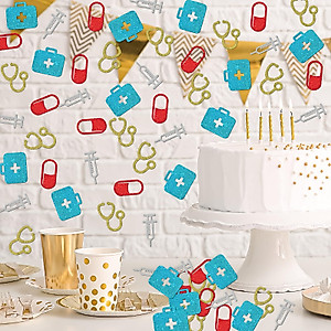 ShuanQ 120pcs Medical Confetti - Congrats Doctor Nurse Grad Party Sign - Medical School Graduation Party Decoration Scatters for DIY Crafts - 2024 Graduation Table Decorations Cutouts