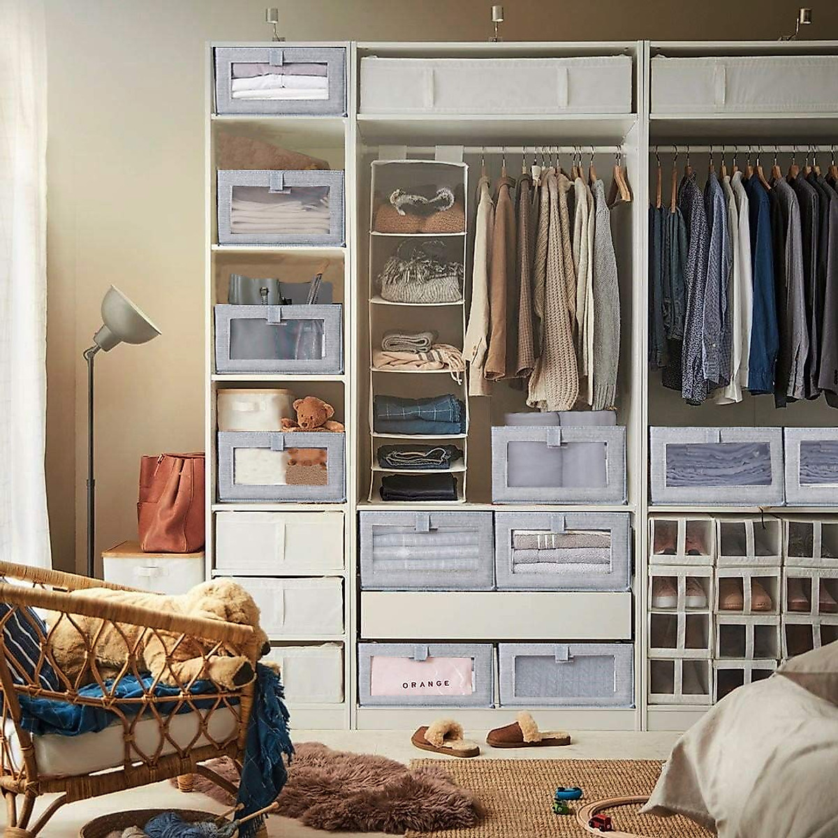 Tosoda 3 Pack of Foldable Storage Bins for Shelf Clothing Storage Organizer Box for Bedroom Closet Home Office Storage Cubes with Transparent Window