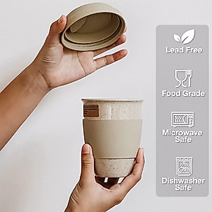 Gencywe Ceramic Travel Mugs with Silicone Lids, 15 oz Portable Coffee Mug Travel Unique To Go Mug, Reusable Coffee Cups with Non-Slip Sleeve, Cappuccino,Tea,Latte,Iced Coffee Cups, Dishwasher Safe