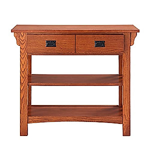 Leick Home 8261 Mission Bookcase Console Table with Drawers, Made with Solid Wood, for Living Room, Entry Way, Office, Bedrooms, Russet Finish