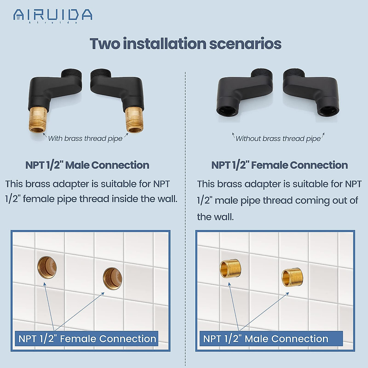 Airuida Matte Black Wall Mount Kitchen Faucet 4 Inch(10cm) Spout Reach Adjustable Center Double Cross Handles Mixer Tap 360 Rotatable Wall Mounted Faucet for Commercial Utility Laundry Restaurant