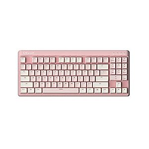 DeLUX 80% Wireless Mechanical Keyboard - RGB Backlit, Hot Swappable 89 Keys, US Layout, Linear, Quiet Yellow Switches, PBT Keycaps - Multi-Device Gaming (KM18-Pink)