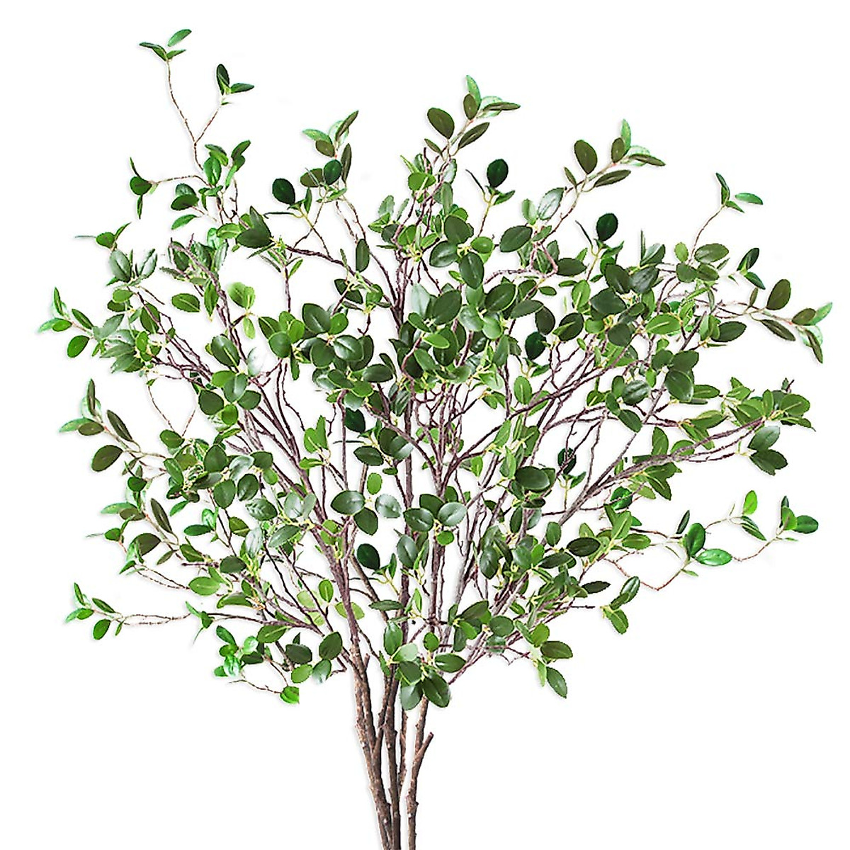 Beebel 3.5Ft 3PCS Artificial Branches Plants Eucalyptus Shrubs Greenery Stem Ficus Twig Fake Plastic Plant for Vase Bouquets Wedding Floral Arrangement Decor
