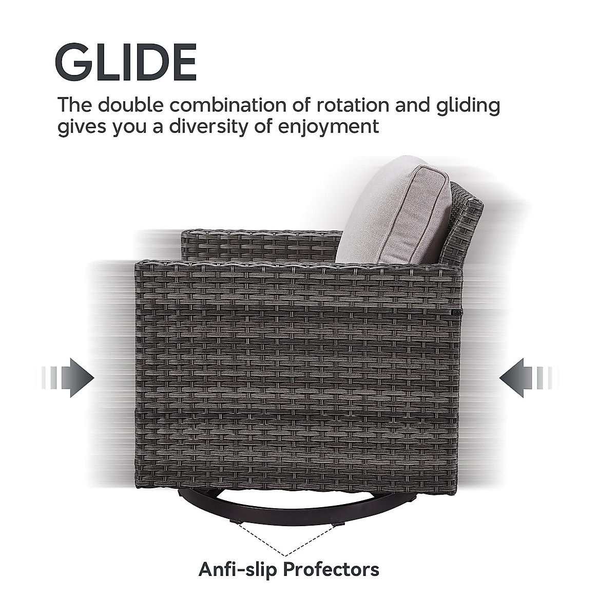 Artfurniz Patio Chairs Wicker Swivel Rocker Set of 2 - Heavy Duty Patio Furniture Set 350LBS Max Load Wicker Outdoor Swivel Glider Rocking Chairs for Porch Balcony Deck Poolside - Grey/Beige